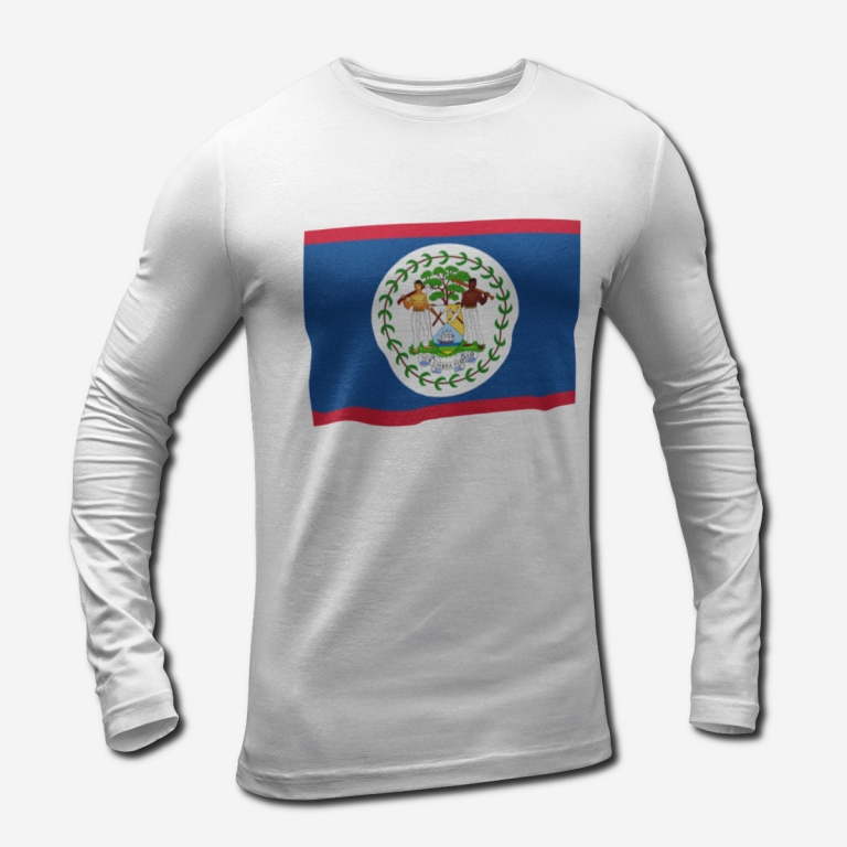 Belize Flag Long Sleeve T-Shirt, Belize’s National Flag Long Sleeve Tee ...